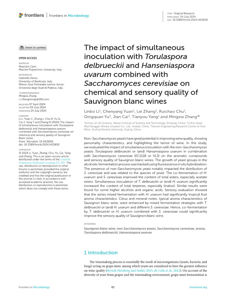 The Impact of Simultaneous Inoculation With Torula | PDF | Fermentation ...