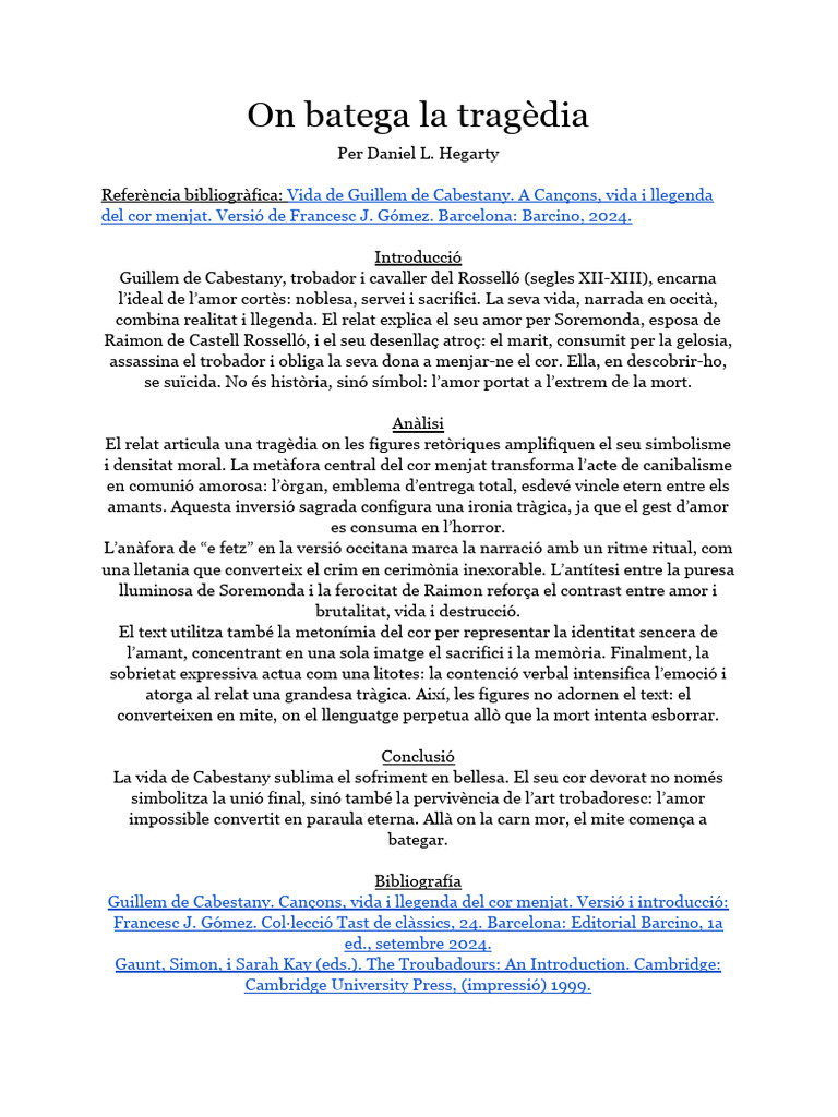 On Batega La Tragèdia - Daniel Hegarty | PDF