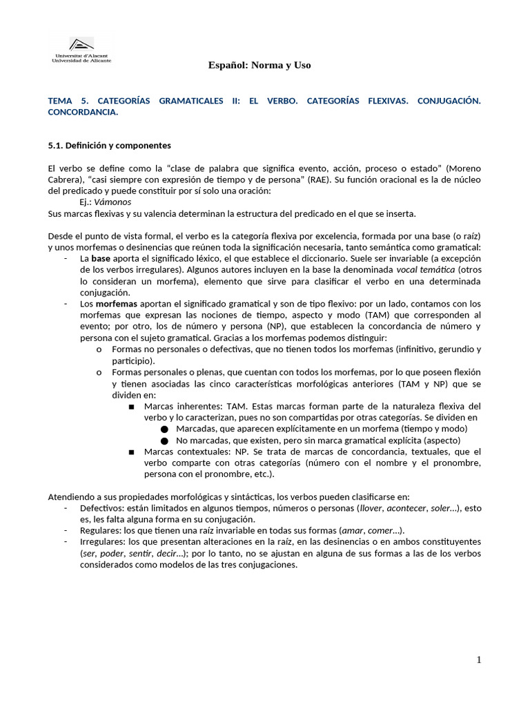 5 T Verbo Teoria | PDF | Verbo | Conjugación gramatical