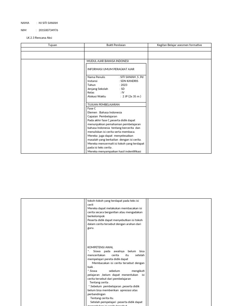 RENCANA AKSI BARUi.docx 1111111 | PDF