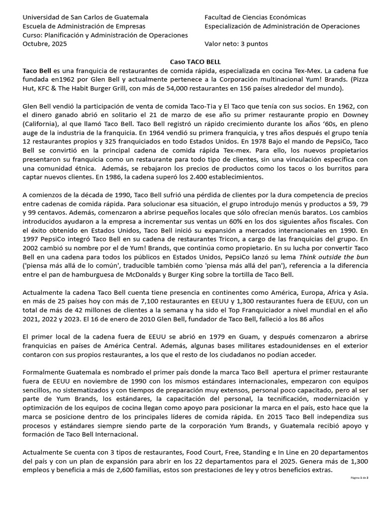 Caso Taco Bell (2025) | PDF | Restaurantes | Comida rápida