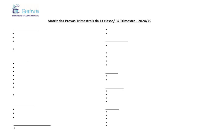 Matriz 1ª Pr. Tr. 3º Tr. | PDF | Famílias linguísticas