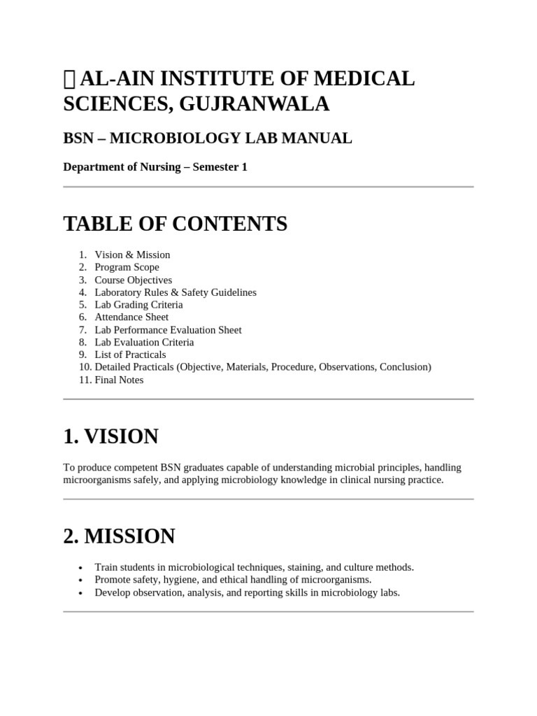 Microsoft BSN Lab Manual | PDF | Staining | Microbiology
