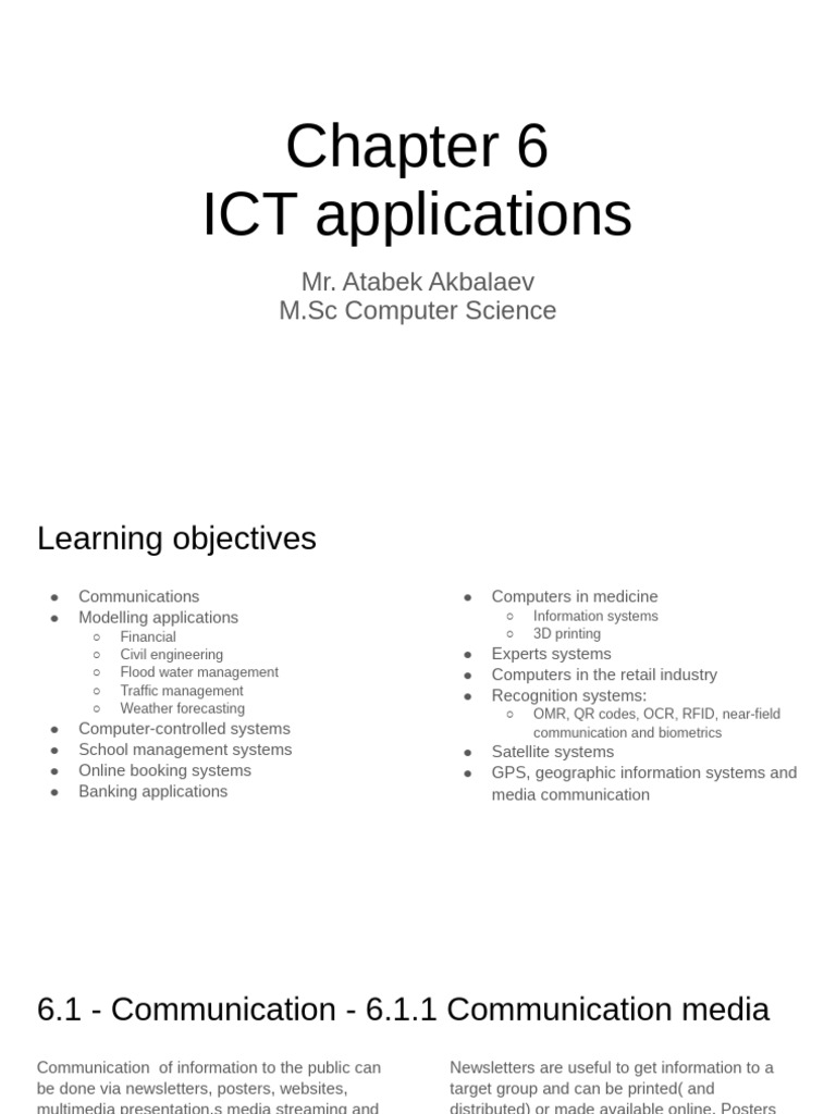 Chapter 6 - ICT Applications | PDF | Streaming Media | Multimedia