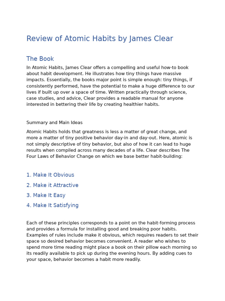 Atomic Habits Review: Key Insights & Strategies | PDF | Habits | Behavior