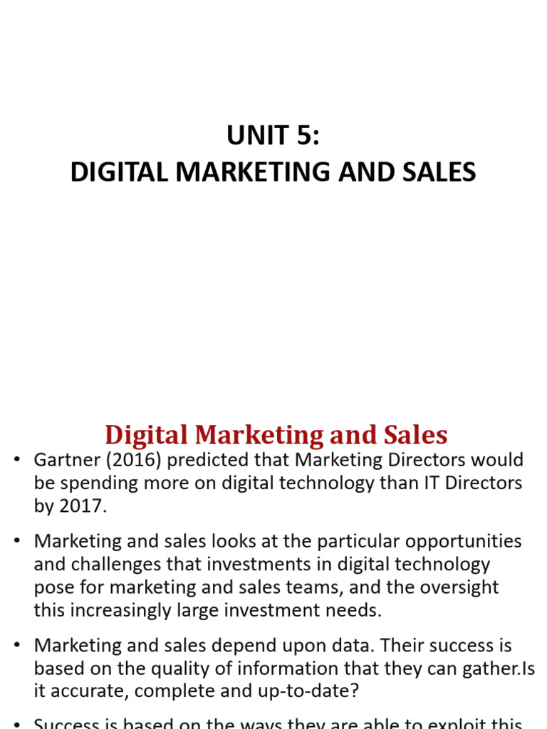 Unit 5 Digital Marketing and Sales | PDF | Digital Marketing | Marketing