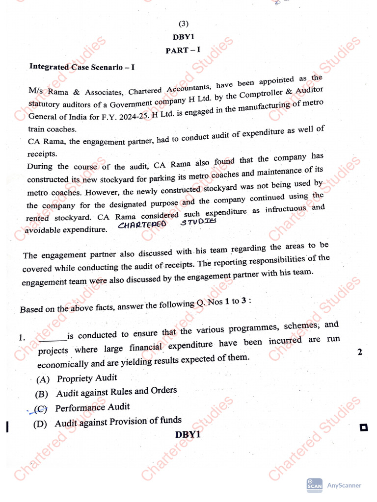 CA Intermediate Audit MCQ Question Paper for May 2025 | PDF
