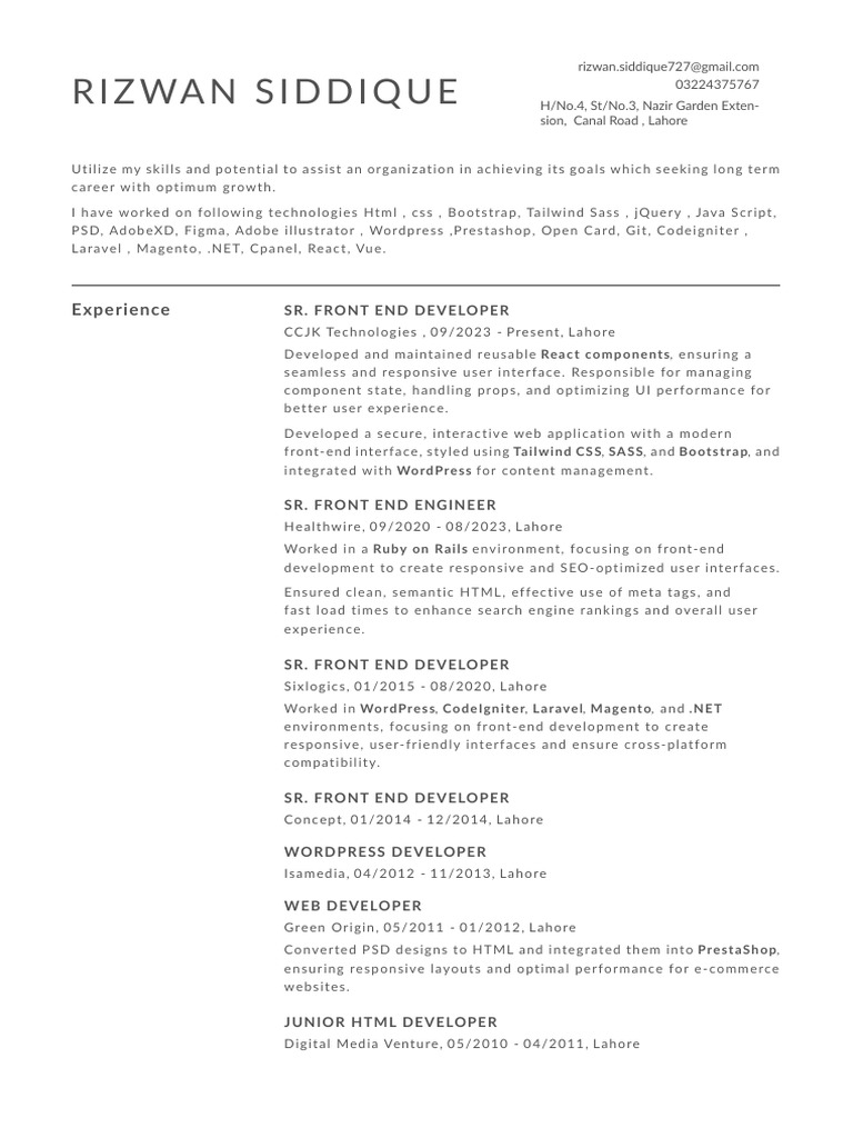 Rizwan Siddiqi | PDF | Web Development