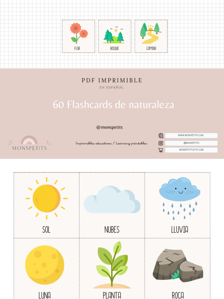 60 Flashcards de Naturaleza ESP by Monspetits | PDF