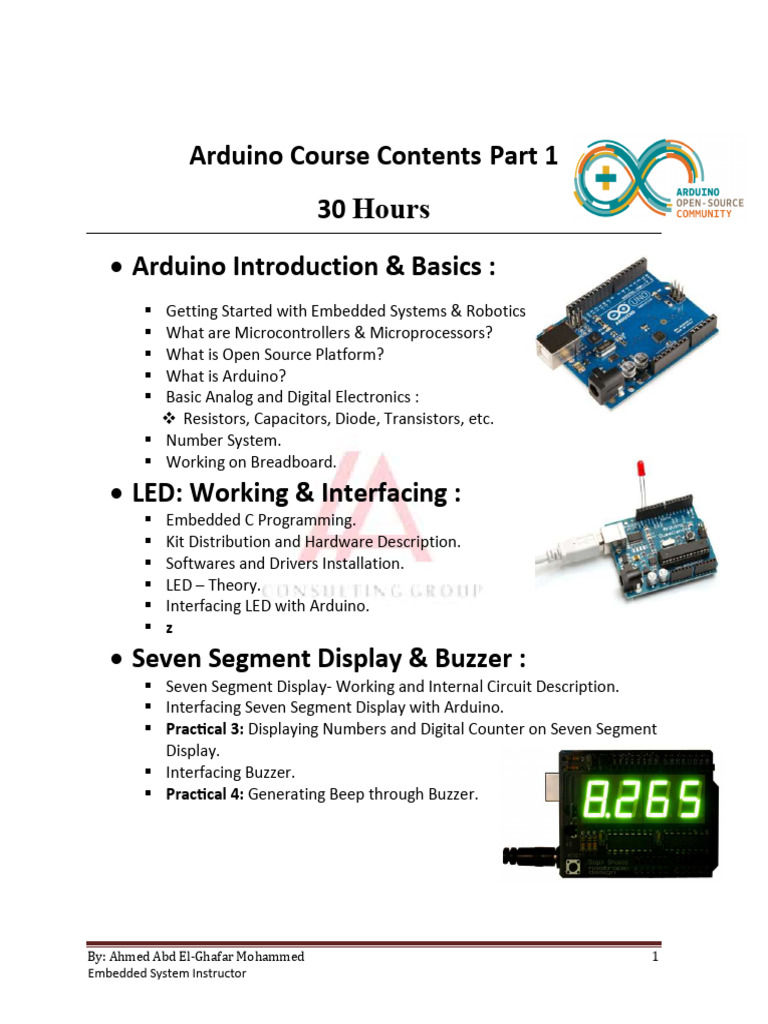 Arduino Course Contents Part 1 | PDF | Arduino | Embedded System
