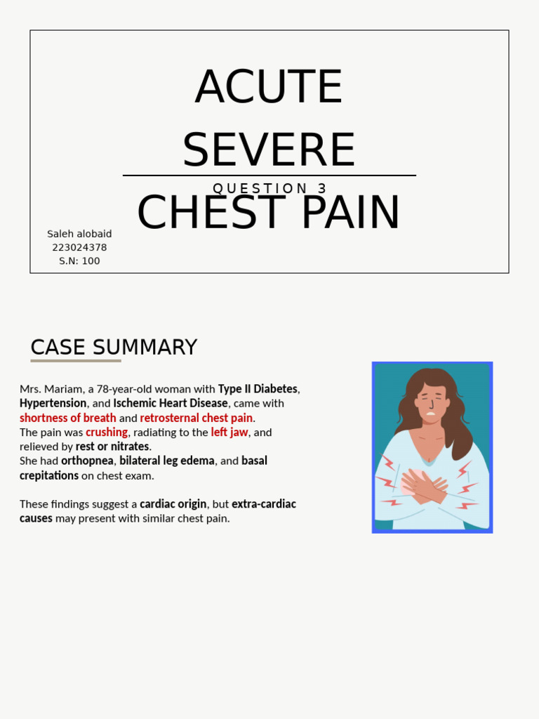 Acute Severe Chest Pain | PDF | Thorax | Gastroesophageal Reflux Disease
