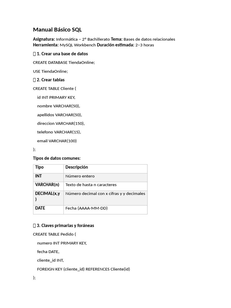 Manual Básico SQL | PDF | SQL | Programación de computadoras
