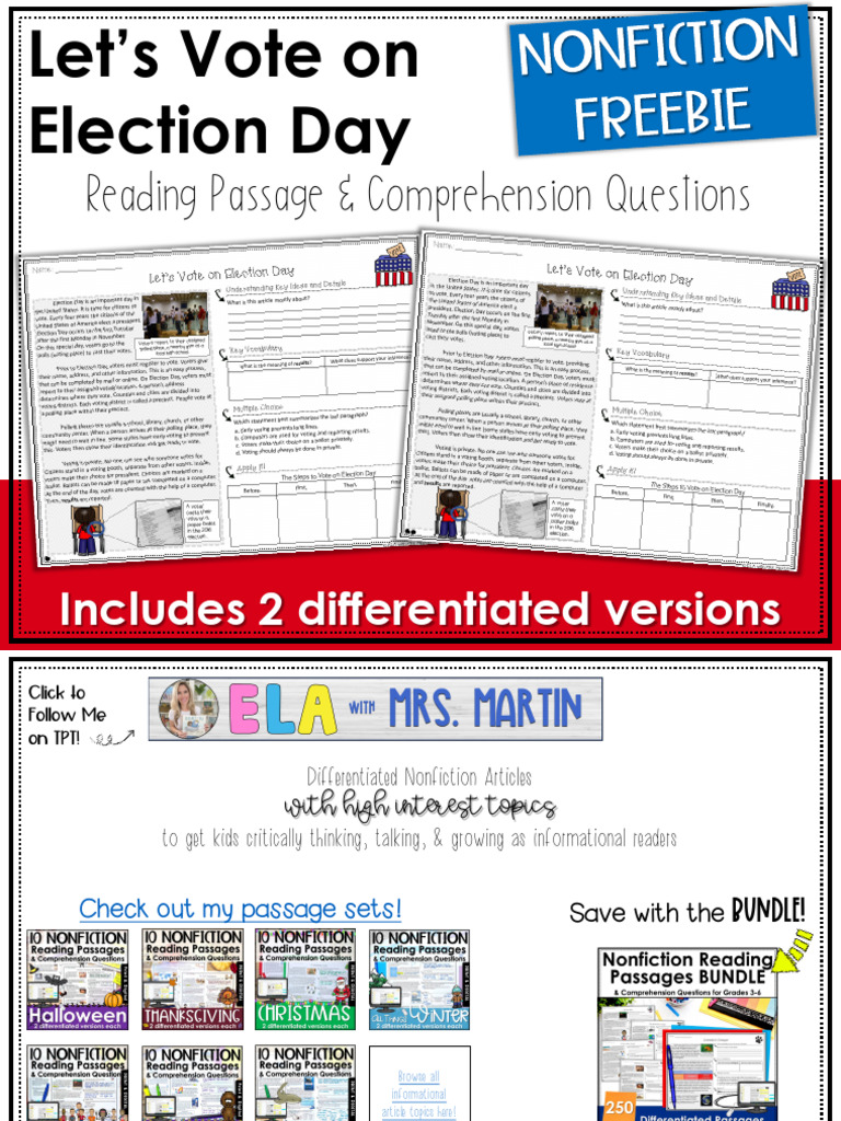 Reading Passage & Comprehension Questions: Includes 2 Differentiated ...