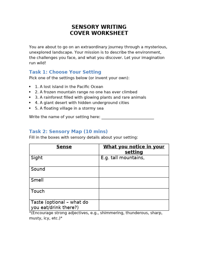 Sensory Writing | PDF