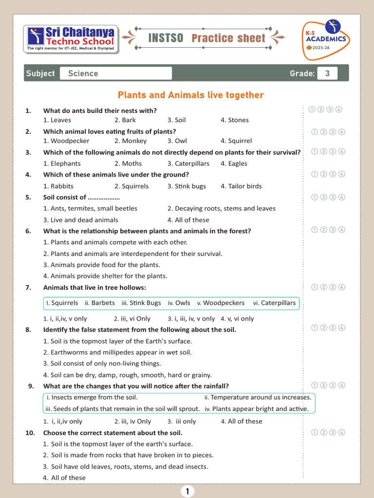 Science - Grade-3 - INSTSO - CH - Plants and Animals Live Together ...