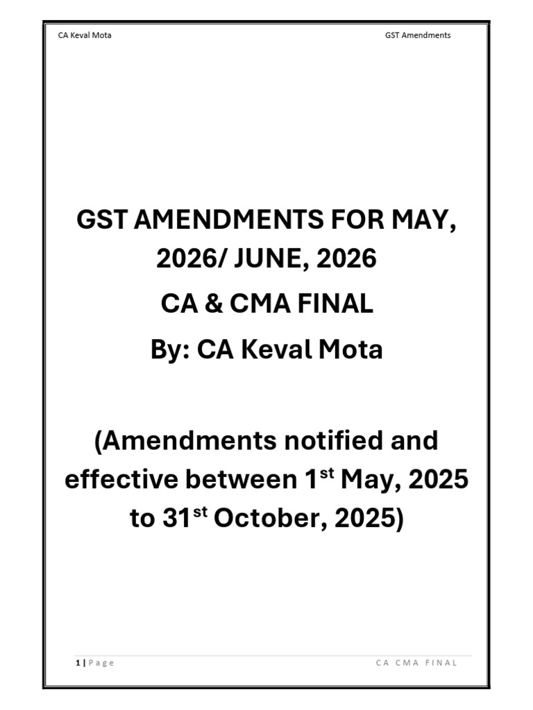 GST Amendments May-June 2026 Overview | PDF | Taxes | Insurance