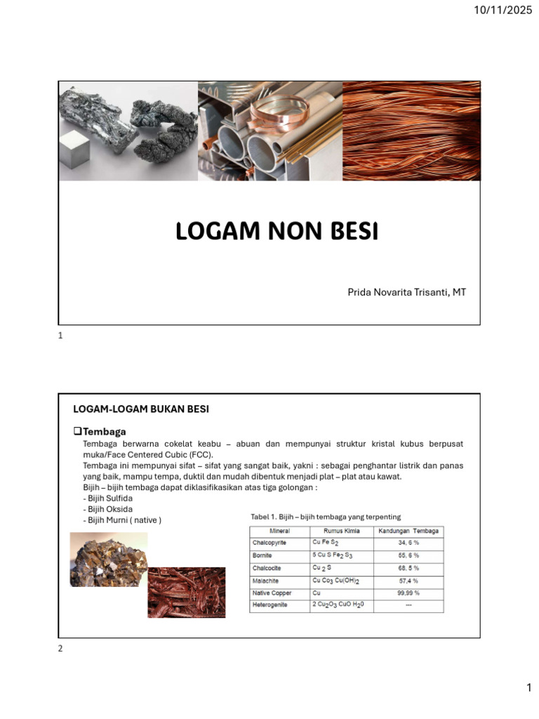 Materi 3 - Logam Non Besi | PDF