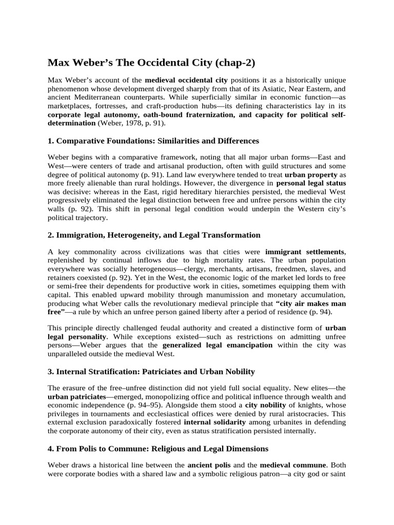 Max Weber on Medieval Occidental Cities | PDF | Citizenship | City