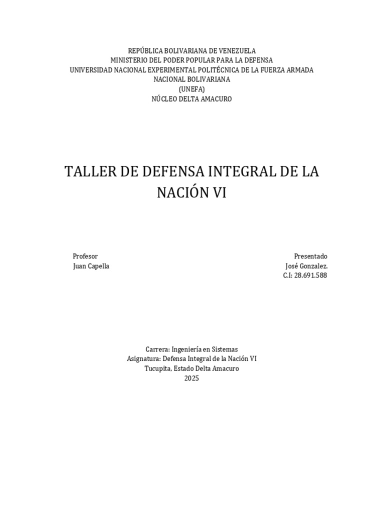 Taller Defensa Integral Jose Gonzalez-1 | PDF | Valores | Nación