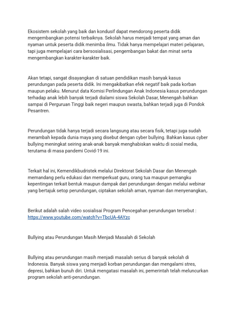 Program Aman Anti Bullying | PDF