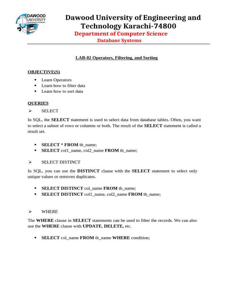 Lab 2 Database Systems | PDF | Databases | Sql
