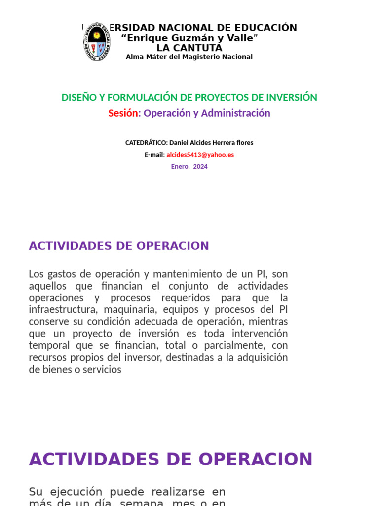 Operación y Administración Del Poryecto (1) | PDF