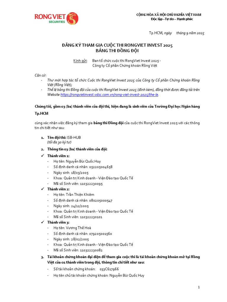 Phieu Dang Ky | PDF