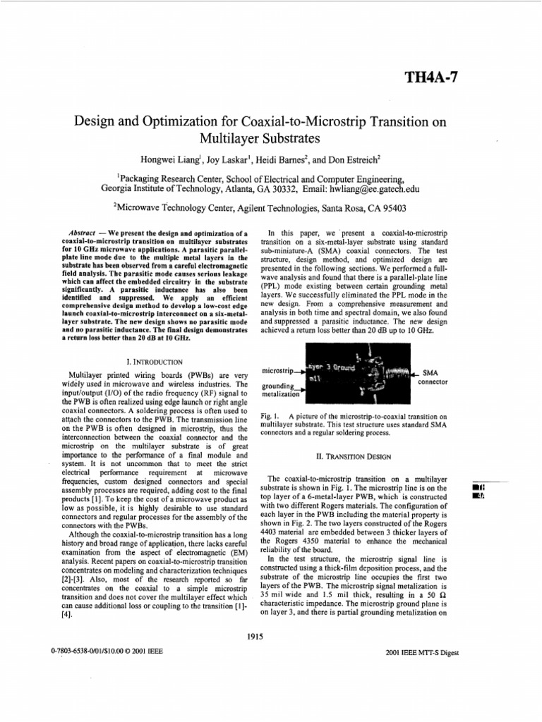 Coaxial-to-Microstrip Transition Design | PDF | Printed Circuit Board ...
