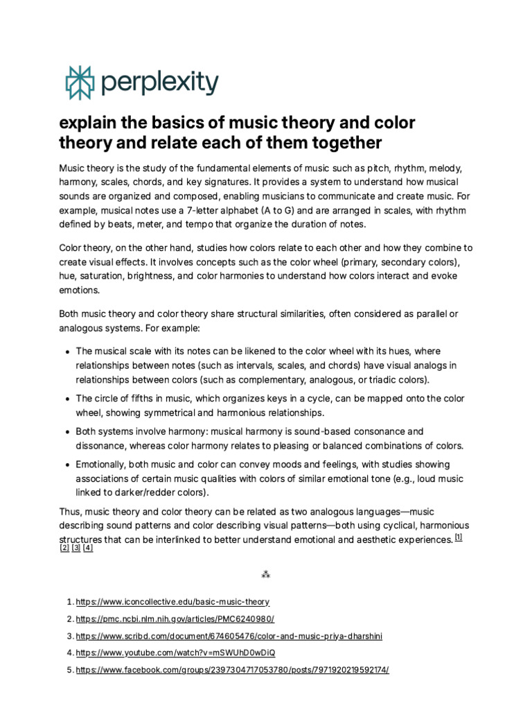 Explain The Basics of Music Theory and Color Theor | PDF | Harmony ...