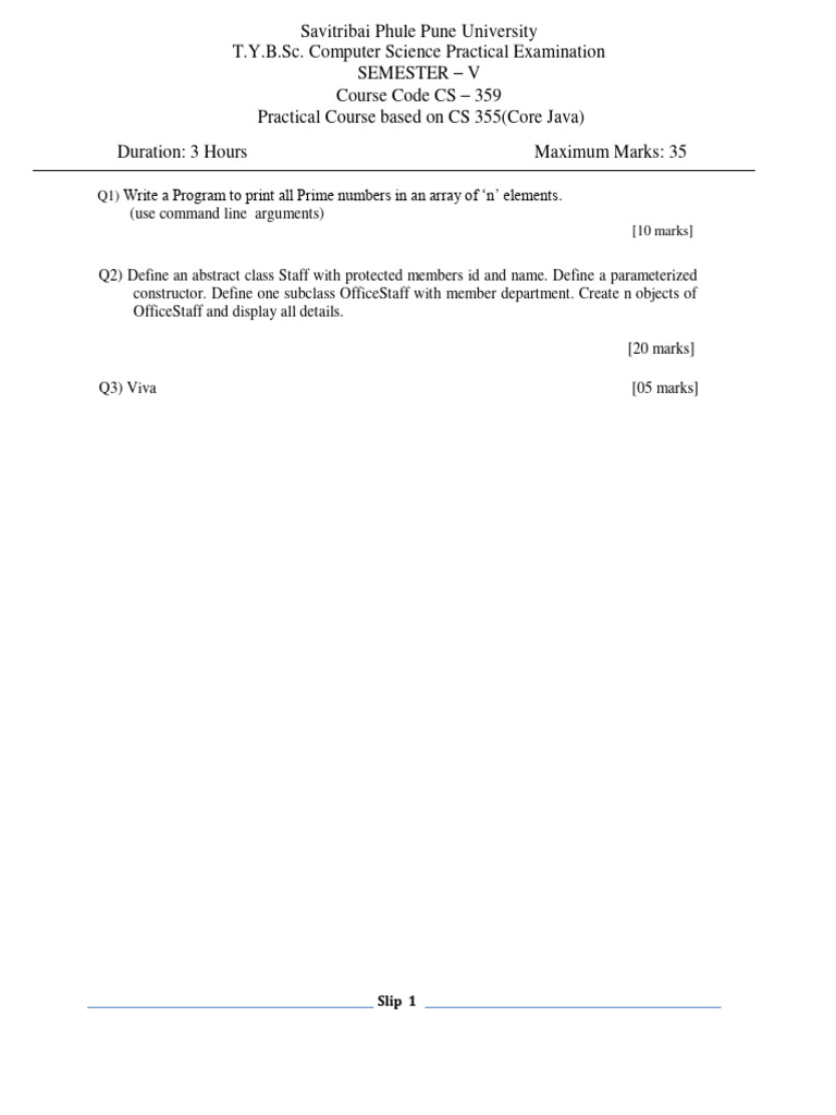 Java Practical Slips Sem1 | PDF | Constructor (Object Oriented Programming) | Programming