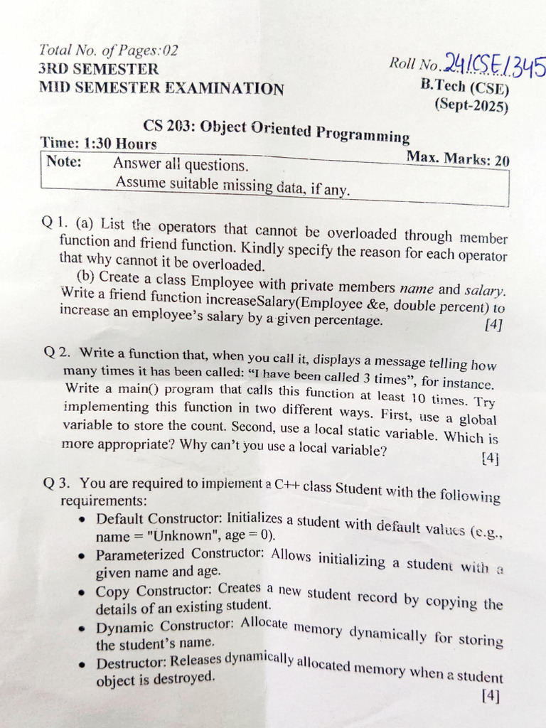 mid sem 3rd sem | PDF