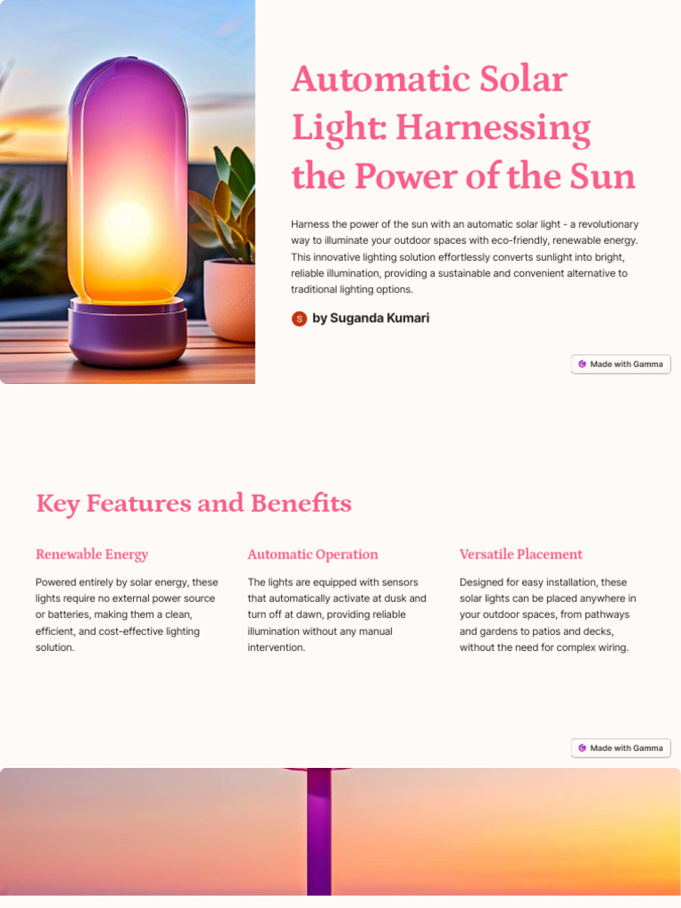 Automatic Solar Light Harnessing The Power of The Sun | PDF | Lighting ...