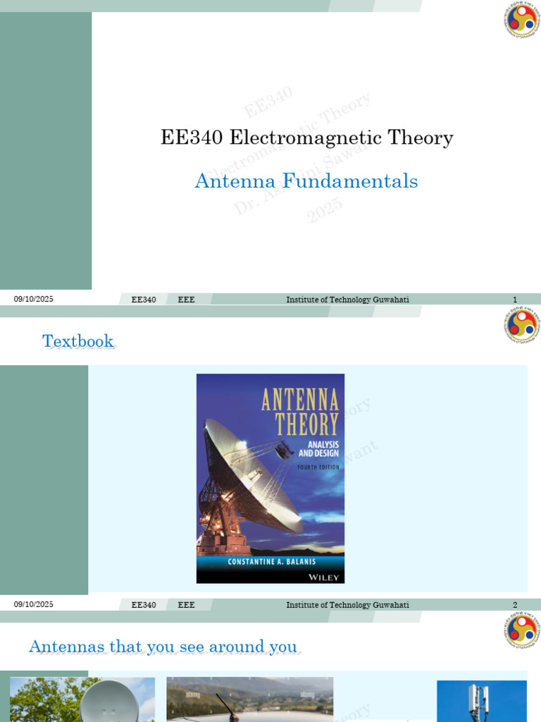 Lec20 Antenna Fundamentals | PDF | Antenna (Radio) | Electromagnetic ...