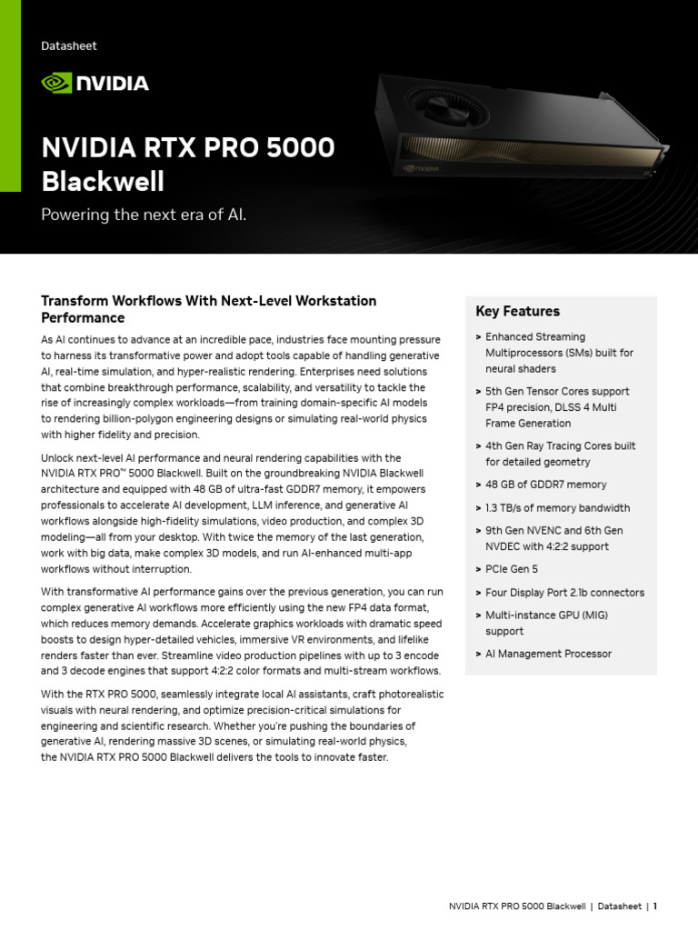 NVIDIA RTX PRO 5000 Blackwell Overview | PDF | Graphics Processing Unit ...