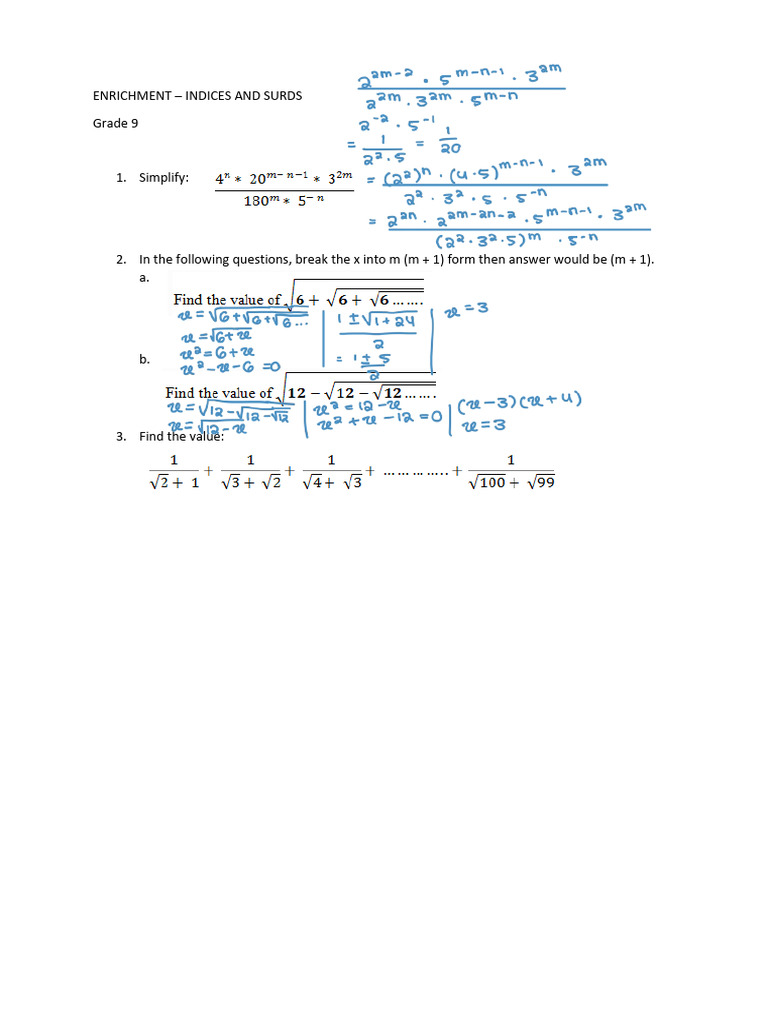 Enrichment Indices - Surds | PDF
