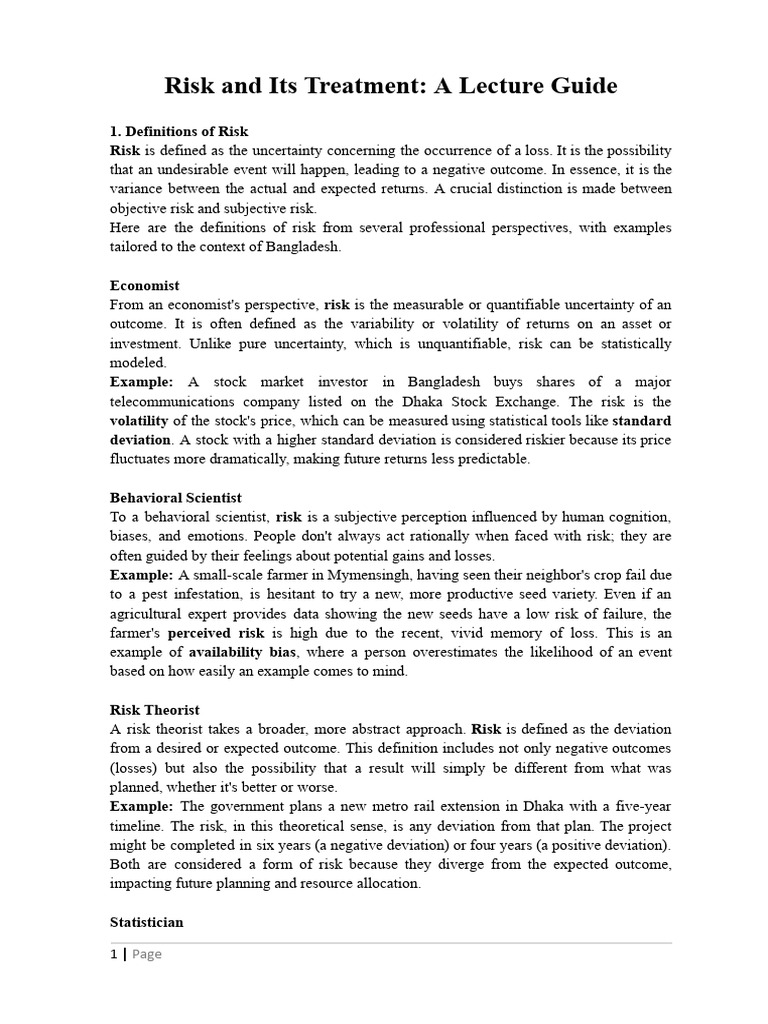 MGT 3203 IBM Lecture 1 | PDF | Risk | Financial Risk