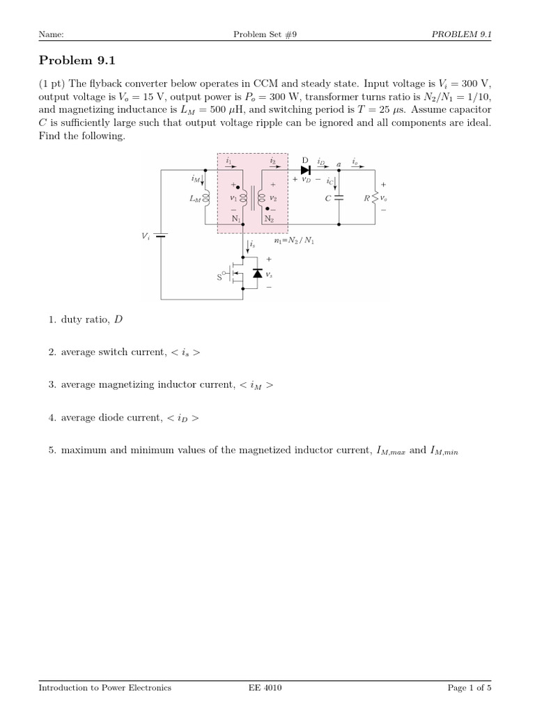 HW9_PowerElectronics | PDF | Inductor | Power Electronics