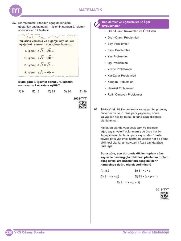 CIKMIS SORULAR-2018-2025-TYT-232-258 | PDF