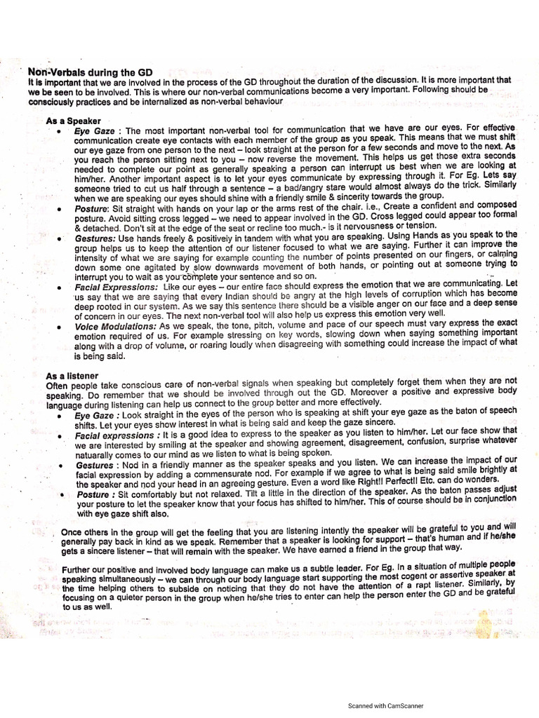 Non-Verbals During GD | PDF