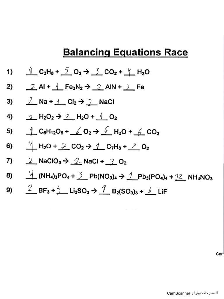 Balancing Equations Race | PDF | Molecules | Iron