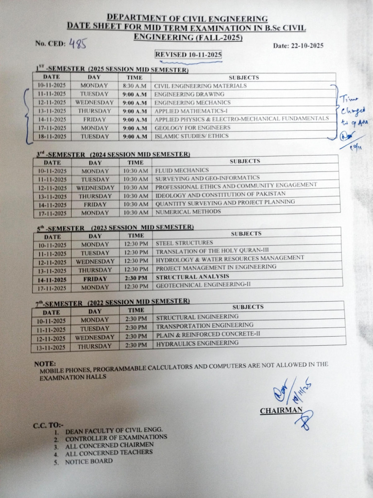 Revised Date Sheet | PDF