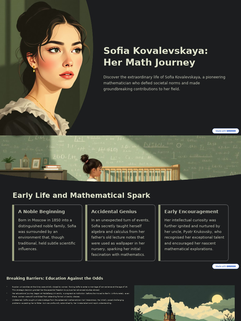 Sofia Kovalevskaya Her Math Journey | PDF