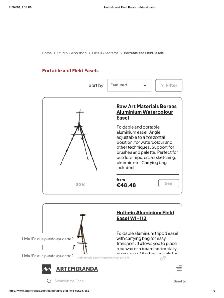 Portable and Field Easels - Artemiranda | PDF