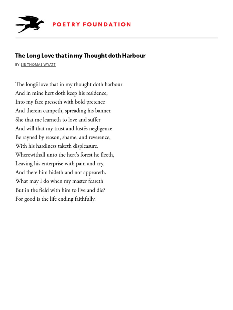 The Long Love That in My Thought Doth Harbour - The Poetry Foundation | PDF