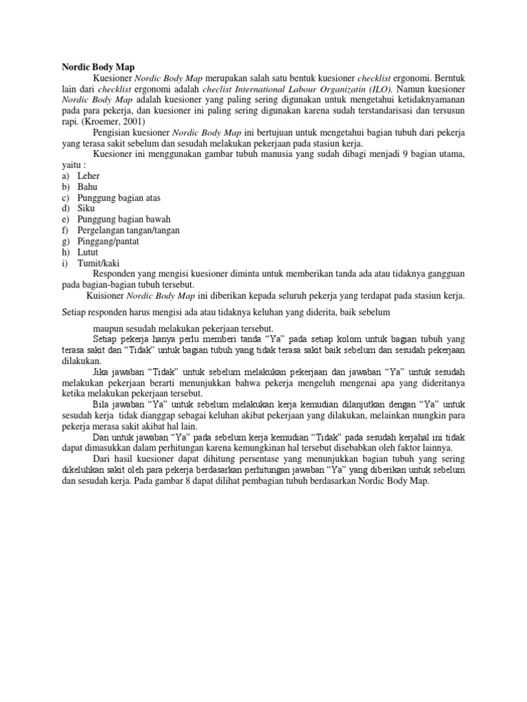 Mengidentifikasi Gangguan Ergonomi Dengan Kuesioner Nordic Body Map Pdf