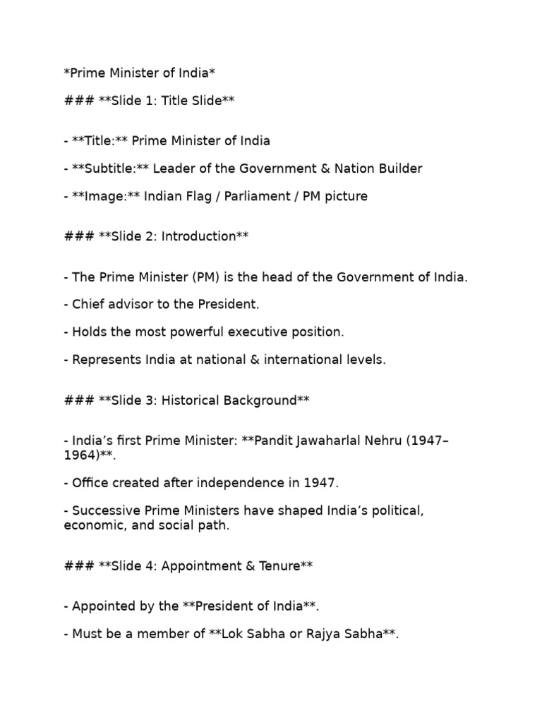 Prime Minister of India | PDF