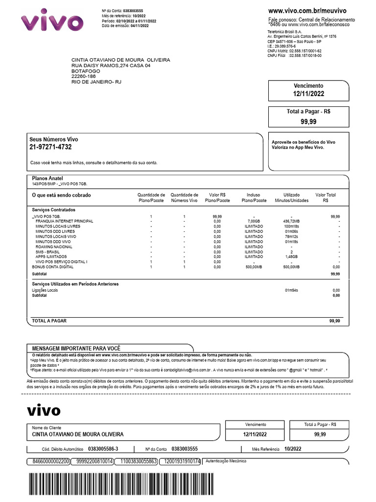 Fatura-Vivo | PDF | Informática