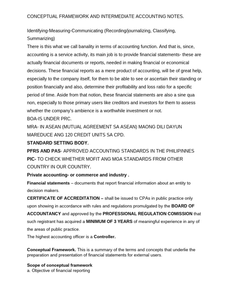Conceptual Framework And Intermediate Accounting Pdf Going Concern