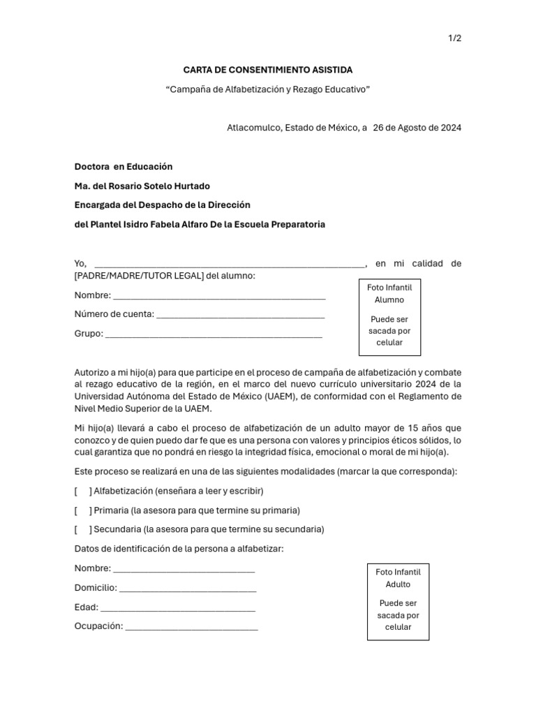 Carta Consentimiento Asistido - (1) VVVVVV | PDF