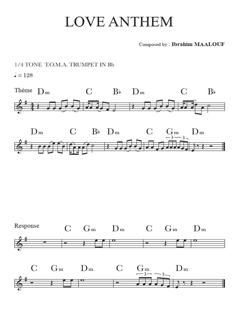 Love Anthem 14 Tone T.O.M.A. Trumpet in BB | PDF